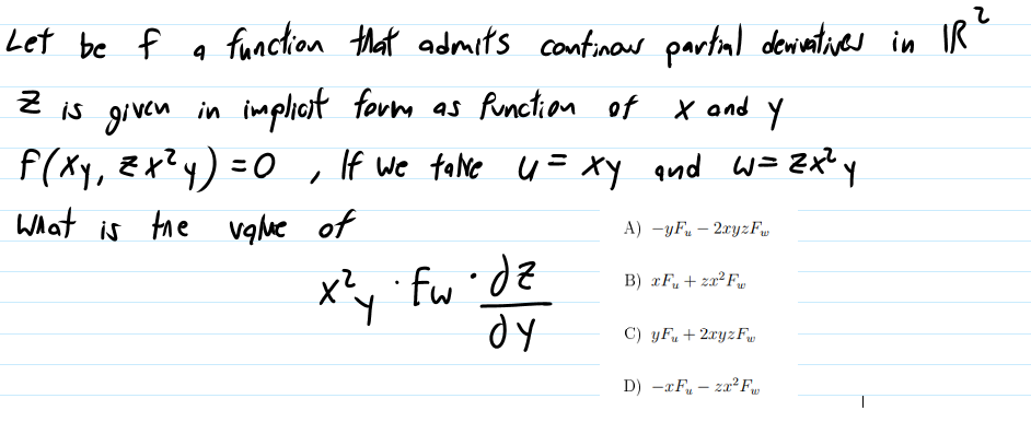 Solved ? 근 Let be f a function that admits continow partial | Chegg.com