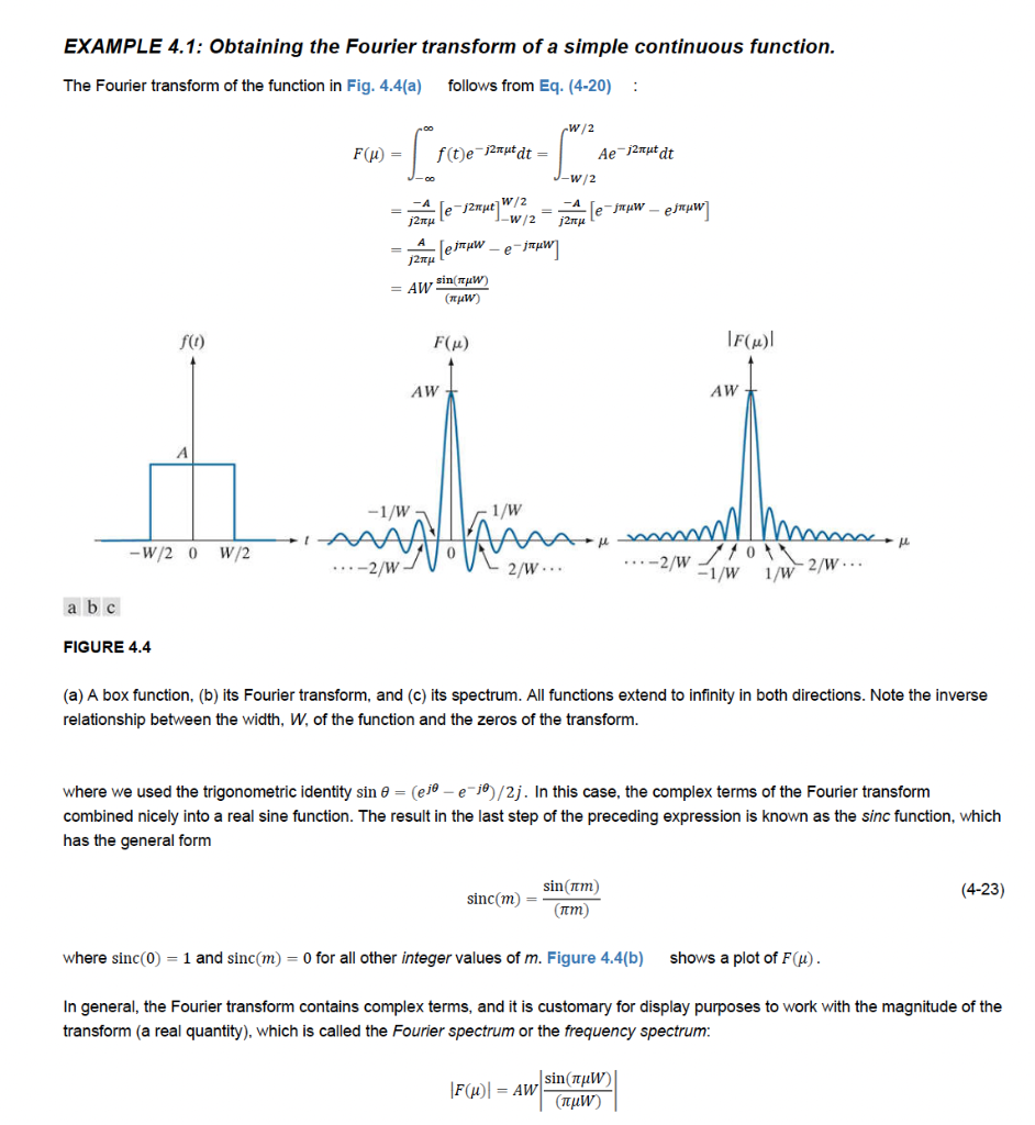 Solved EXAMPLE 4.1: Obtaining the Fourier transform of a | Chegg.com