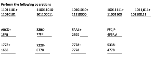 Solved Perform the following operations 11011101+ 110011010 | Chegg.com