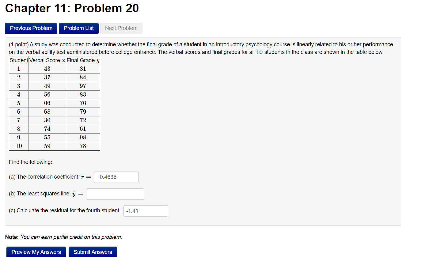 Solved Chapter 11: Problem 20 Previous Problem Problem List | Chegg.com