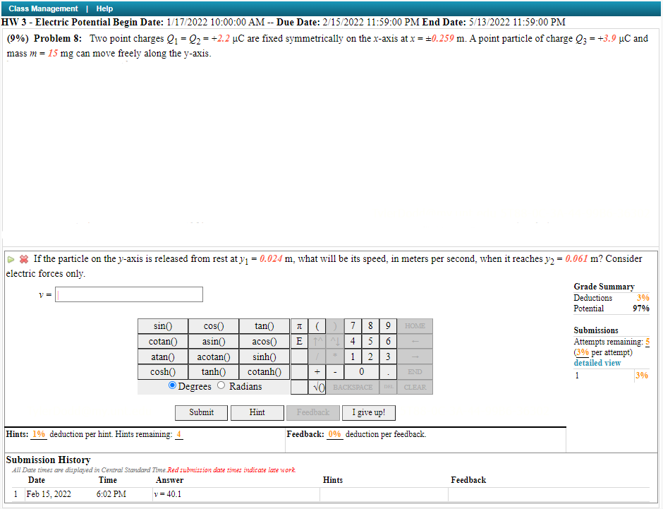 Solved Class Management | Help HW 3 - Electric Potential | Chegg.com