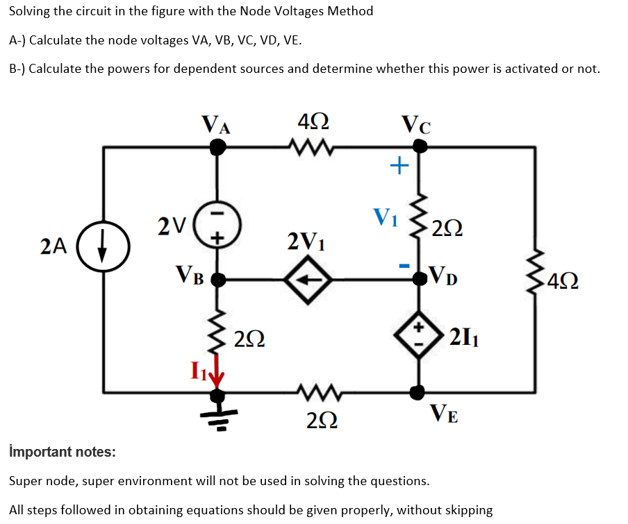 Solved Solving the circuit in the figure with the Node | Chegg.com