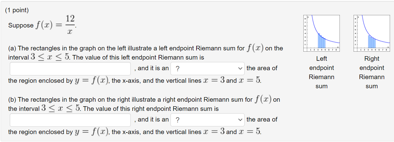 (1 point) Suppose f(x)=x12 (a) The rectangles in the | Chegg.com