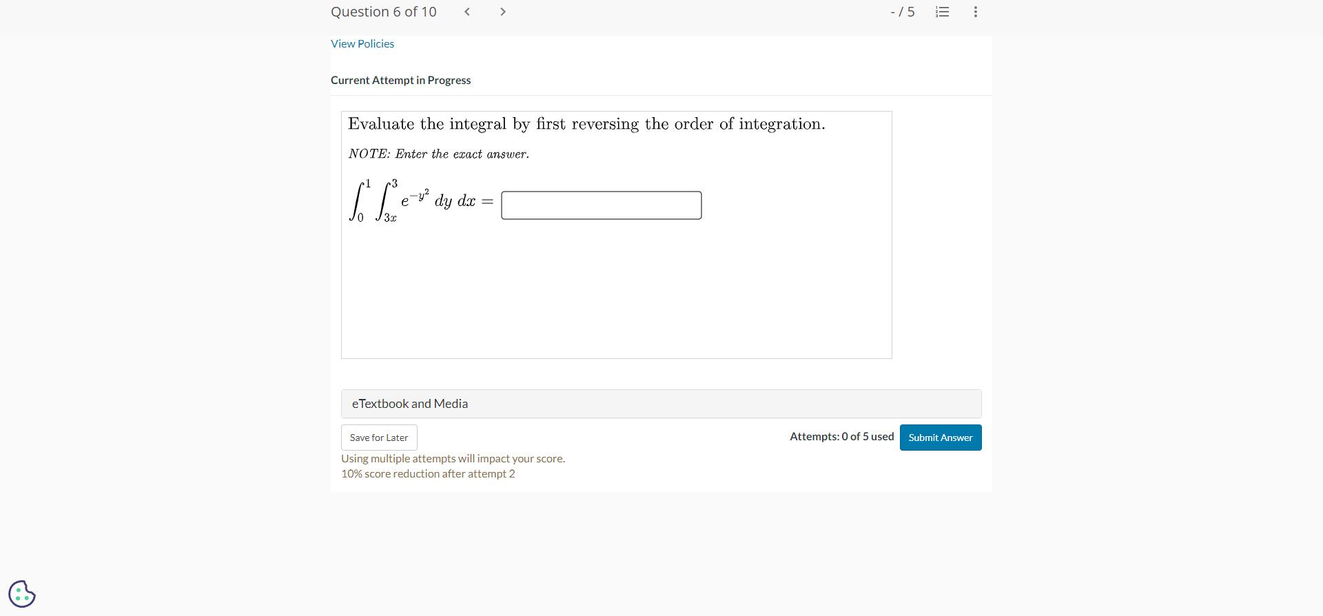 Solved Current Attempt in Progress Evaluate the double | Chegg.com