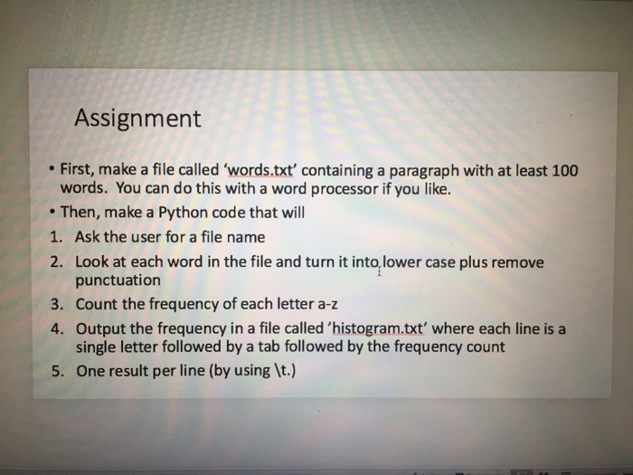 Solved First, make a file called 'words.txt' containing a | Chegg.com