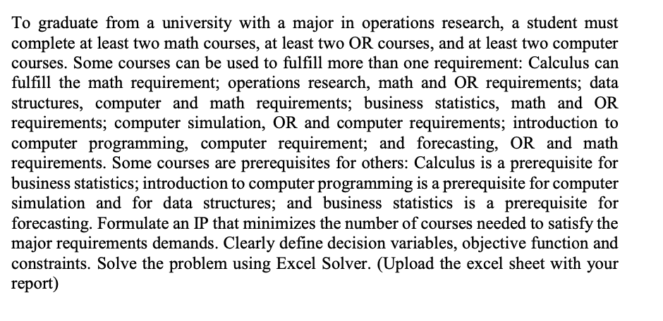 Solved To graduate from a university with a major in | Chegg.com