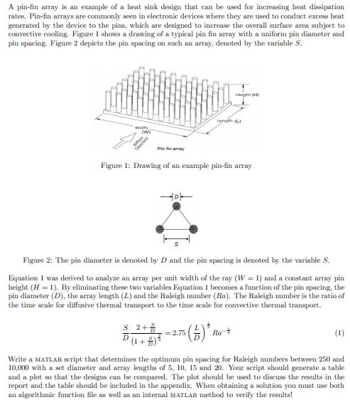 Solved A pin-fin array is an example of a heat sink design | Chegg.com