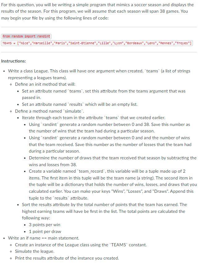Solved For this question, you will be writing a simple | Chegg.com