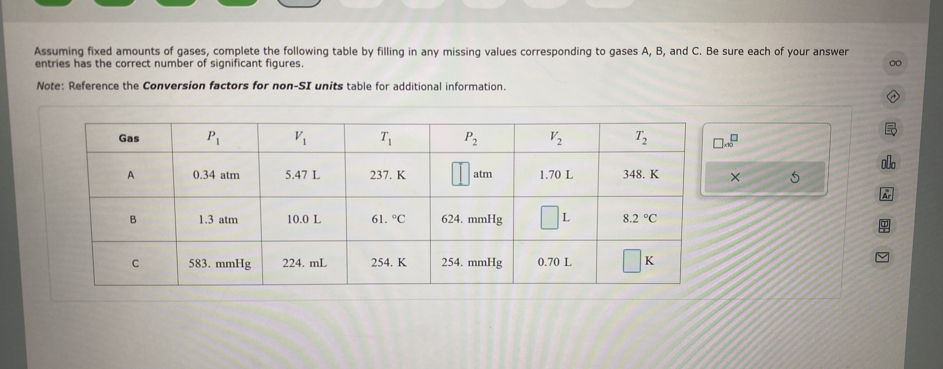 Solved Assuming fixed amounts of gases, complete the | Chegg.com