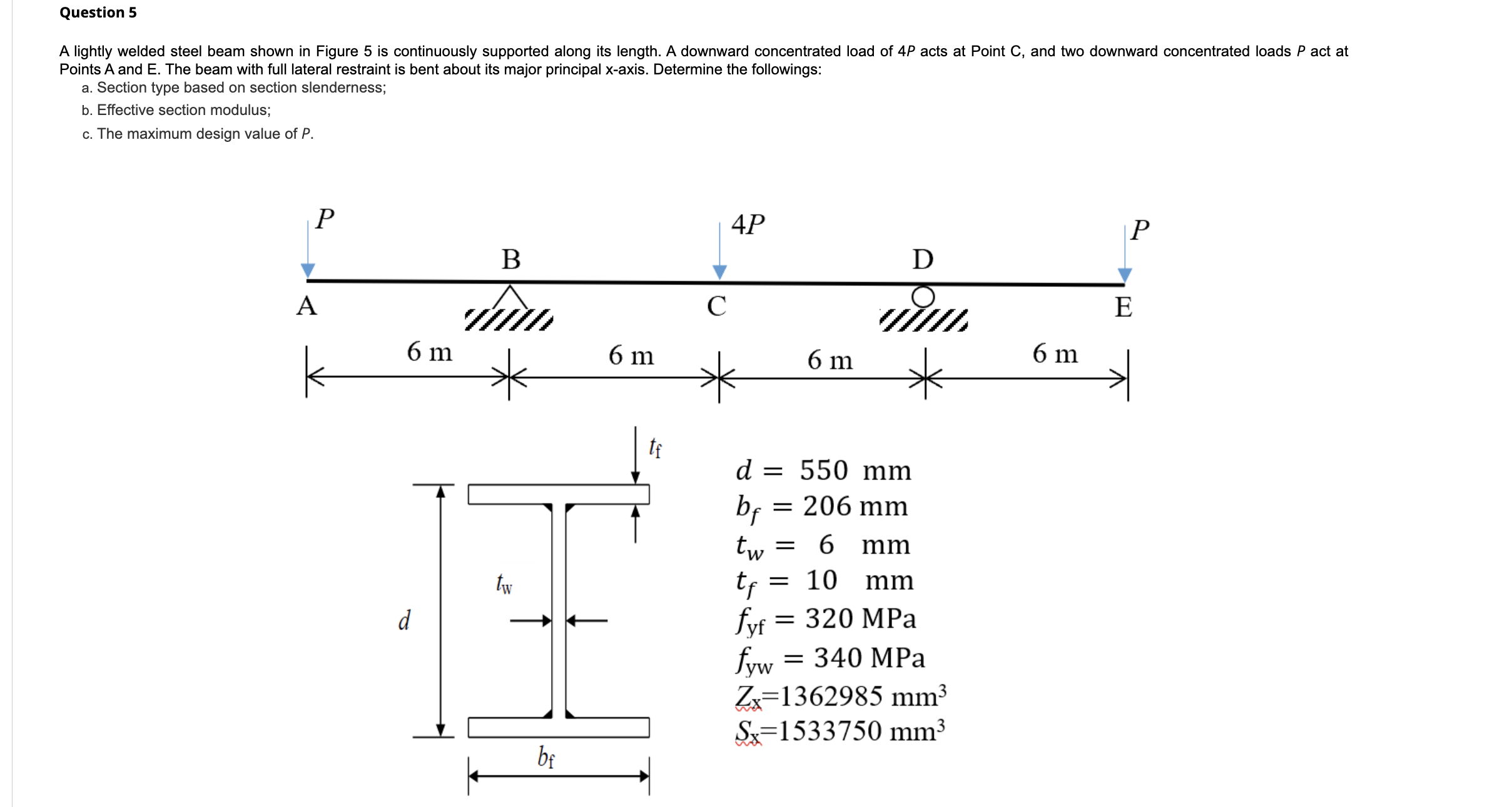 Solved Question 5A lightly welded steel beam shown in Figure | Chegg.com
