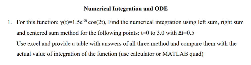 Solved Numerical Integration and ODE 1. For this function: | Chegg.com