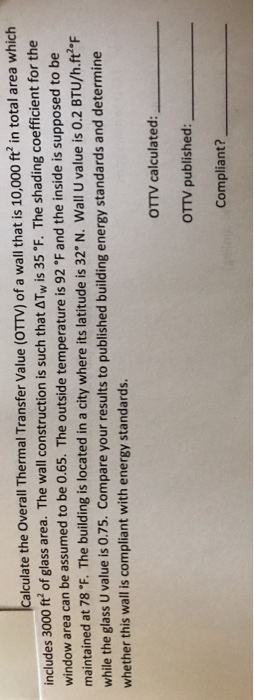 Solved Calculate the Overall Thermal Transfer Value (OTTV) | Chegg.com