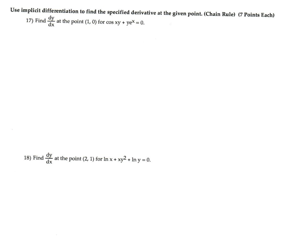 Solved Use implicit differentiation to find the specified | Chegg.com