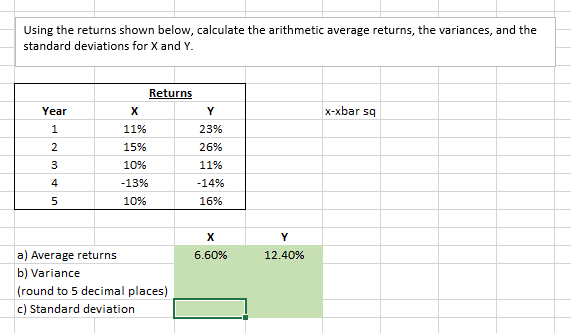 Solved Using the returns shown below, calculate the | Chegg.com