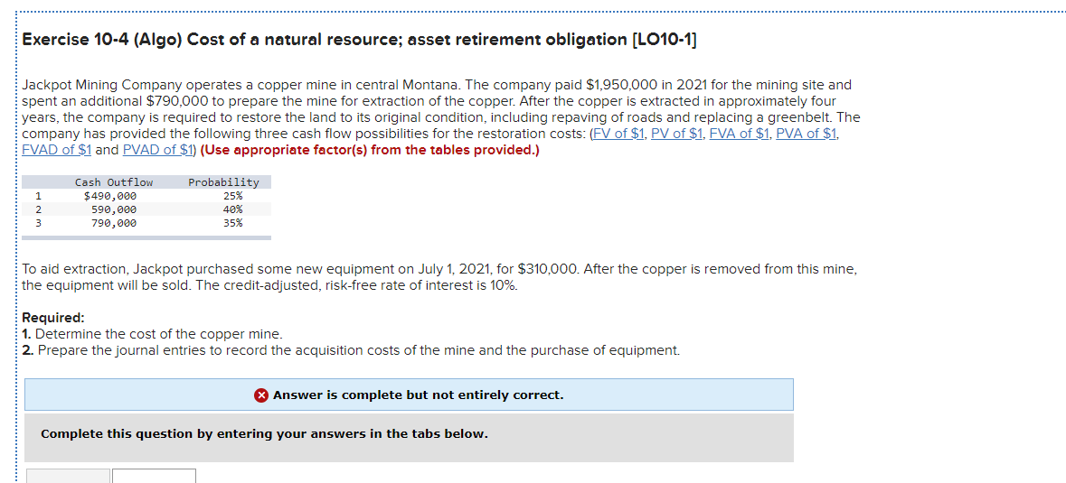 Solved Exercise 10-3 (Algo) ﻿Acquisition costs; lump-sum | Chegg.com
