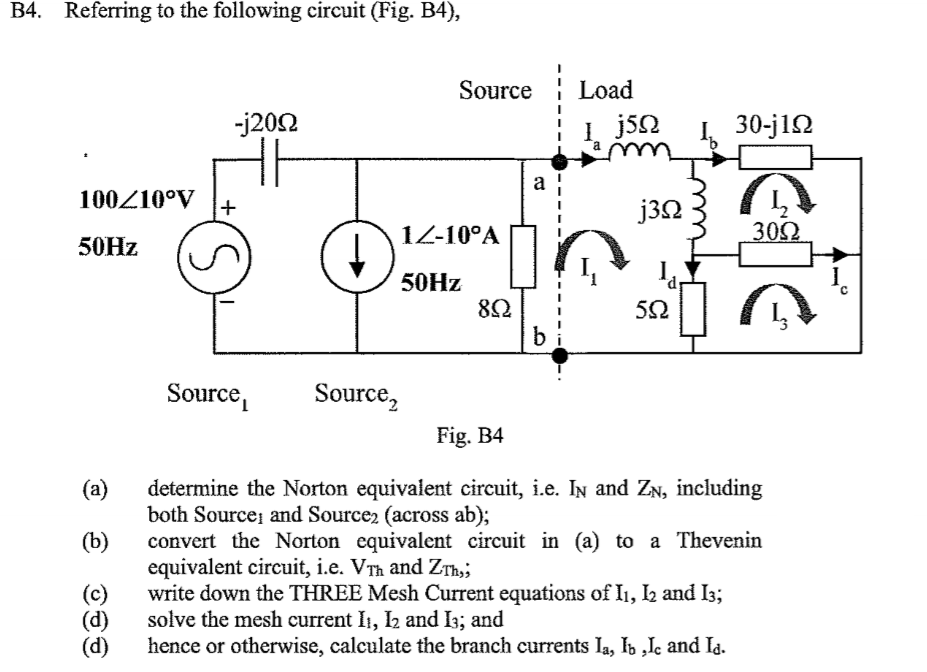 Solved B4. Referring to the following circuit (Fig. B4), | Chegg.com