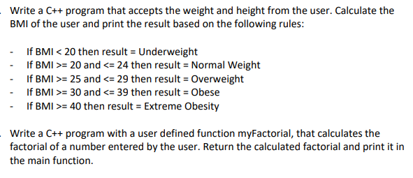 Solved Write a C++ program that accepts the weight and | Chegg.com