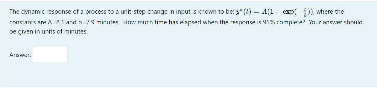 Solved = The dynamic response of a process to a unit-step | Chegg.com