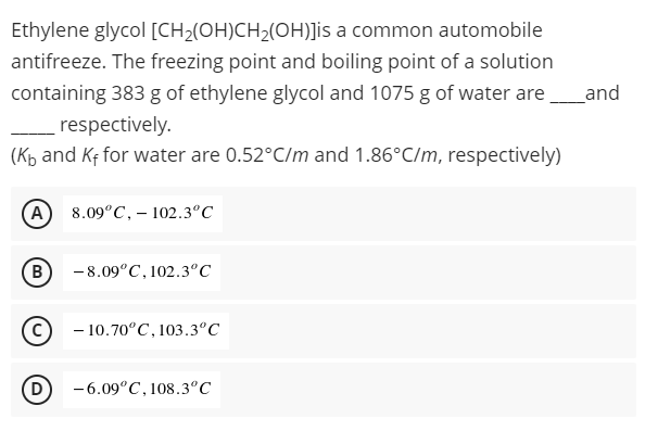 Solved Ethylene glycol (CH2(OH)CH2(OH)]is a common | Chegg.com