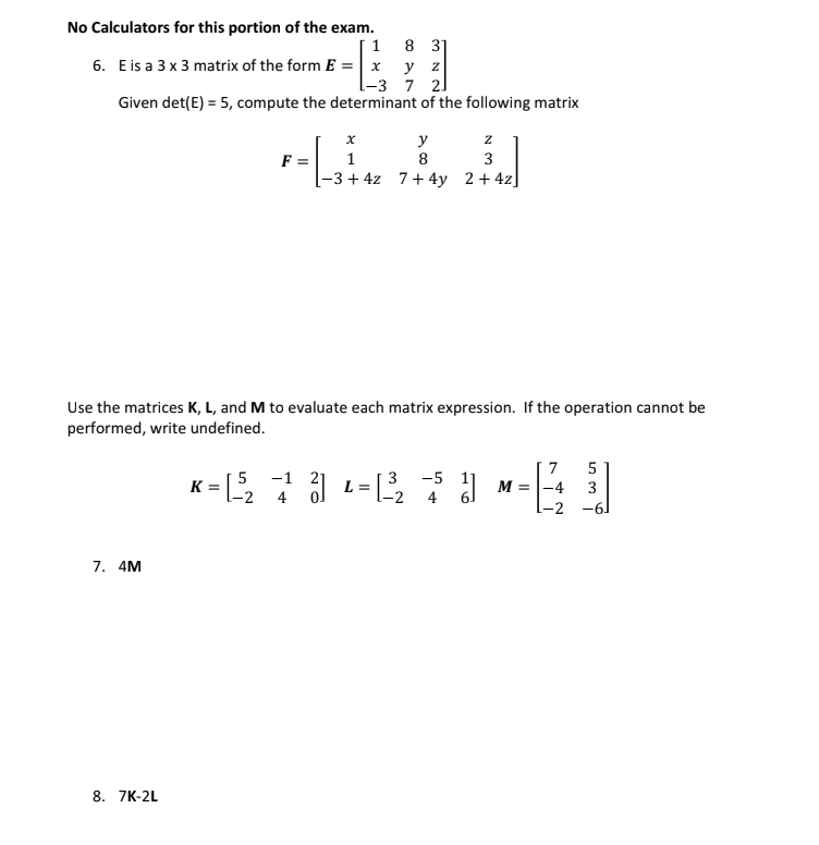 Solved No Calculators for this portion of the exam. 6. E is | Chegg.com