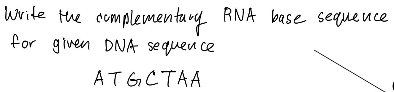Solved Write the complementary RNA base sequence for given | Chegg.com