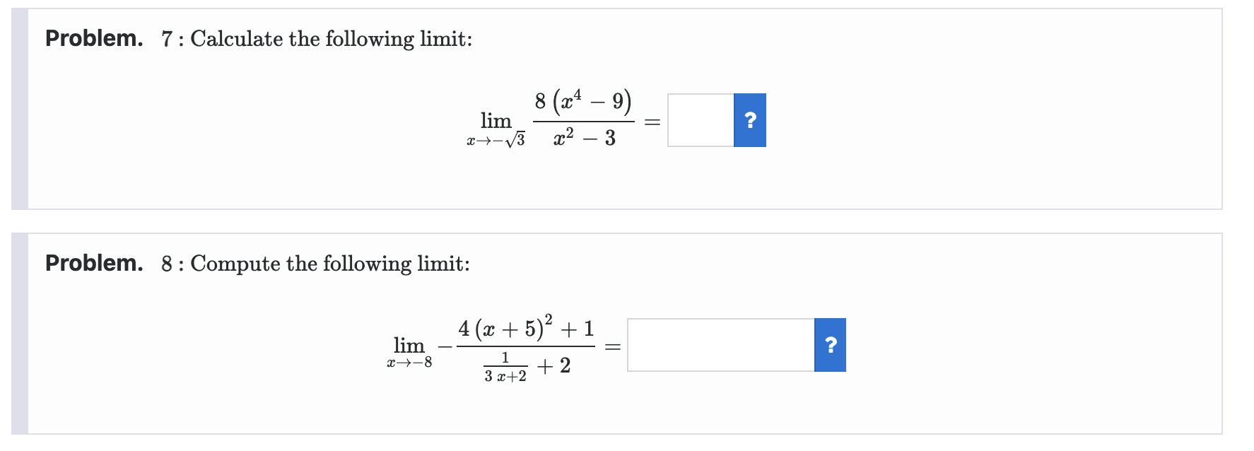 Solved Problem. 7 : Calculate the following limit: | Chegg.com