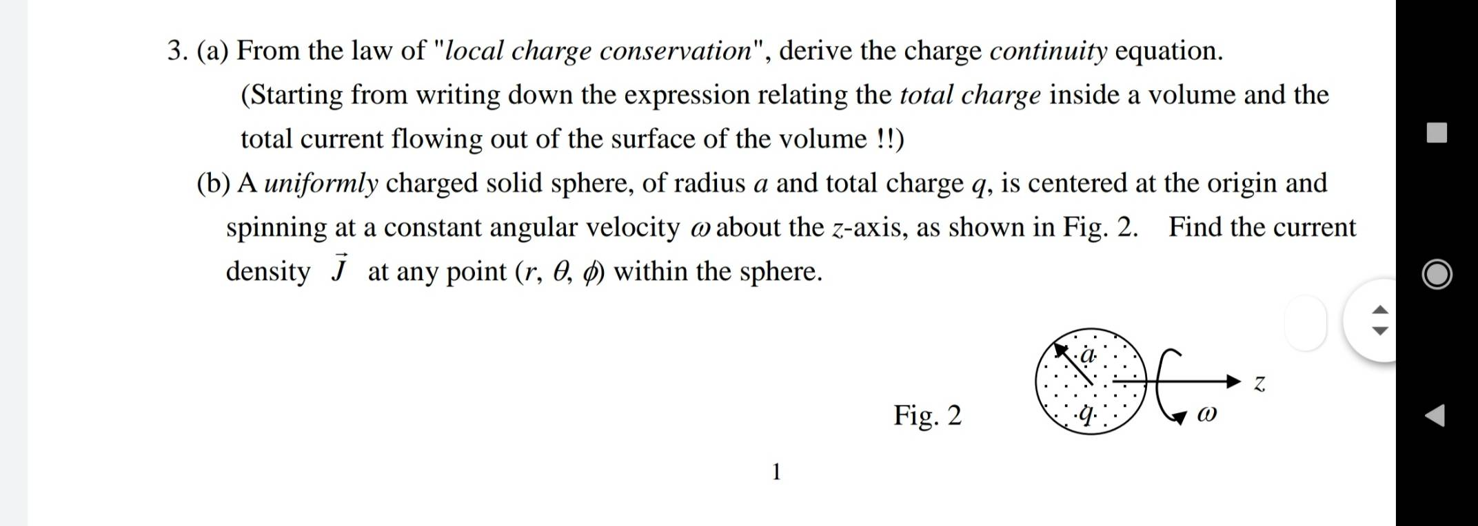 Solved 3. (a) From the law of "local charge conservation", | Chegg.com