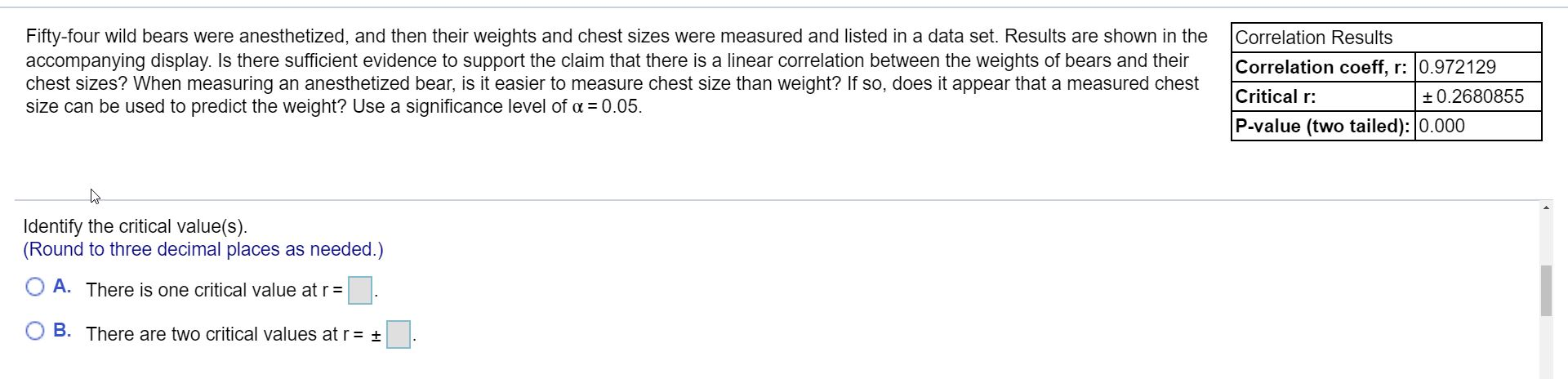 Solved Fifty-four wild bears were anesthetized, and then | Chegg.com