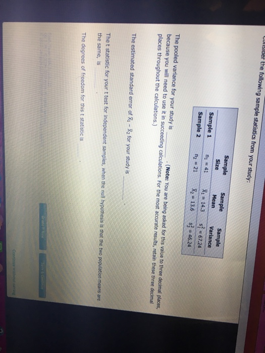 Solved 3. Differentiating pooled variance and the estimated | Chegg.com