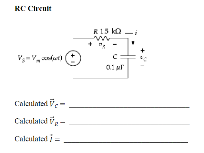Solved RC Circuit with AC voltageSource voltage is set at | Chegg.com