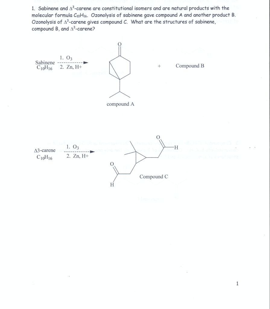 Solved 1. Sabinene and A3-carene are constitutional isomers | Chegg.com