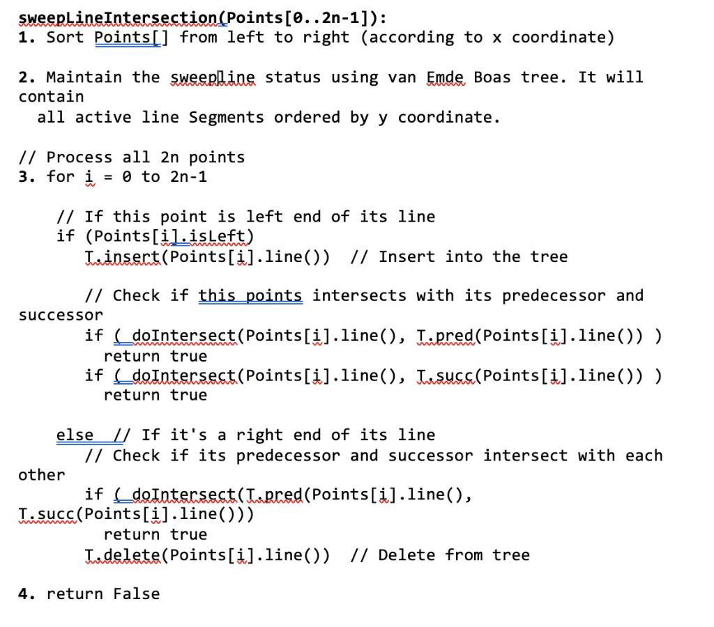 Solved Implementation Of Sweep Line Algorithm Include