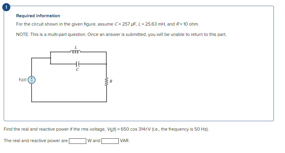 Solved Required information For the circuit shown in the | Chegg.com
