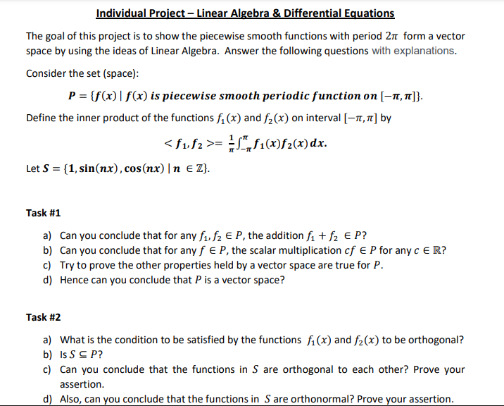 Solved The goal of this project is to show the piecewise | Chegg.com