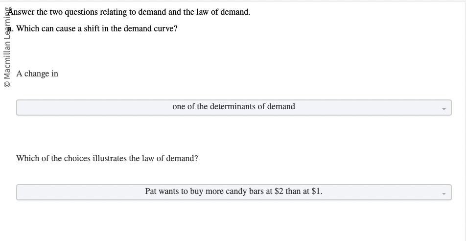 Solved Answer the two questions relating to demand and the | Chegg.com
