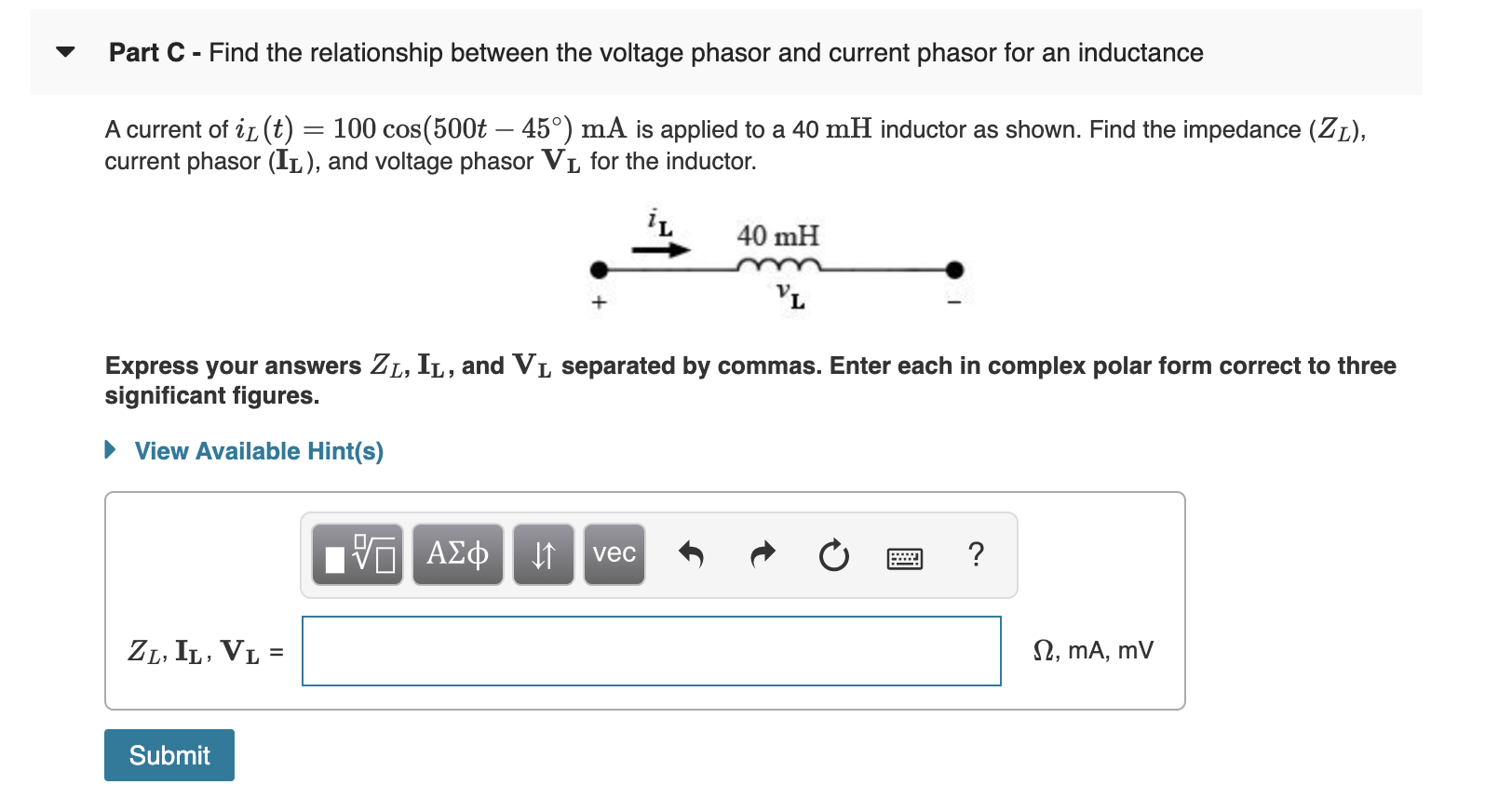 Solved Part C - Find the relationship between the voltage | Chegg.com
