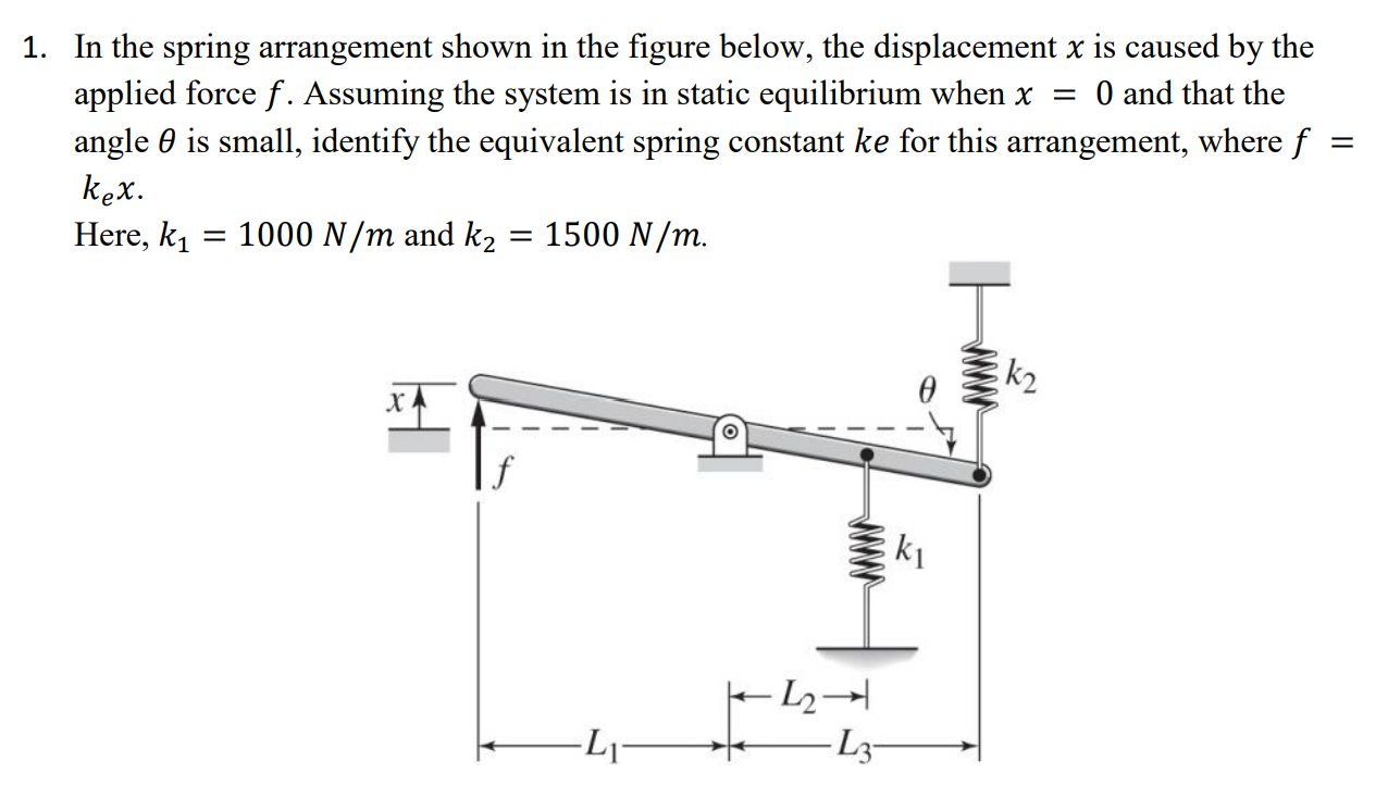 Solved 1. In the spring arrangement shown in the figure | Chegg.com