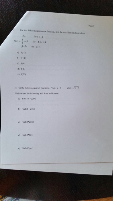 Solved Page 3 For the following piecewise function, find | Chegg.com Solved Page 3 For the following piecewise function, find | Chegg.com