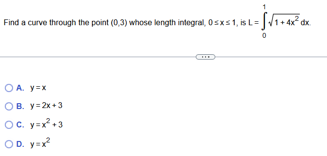 Solved Find a curve through the point (0,3) whose length | Chegg.com
