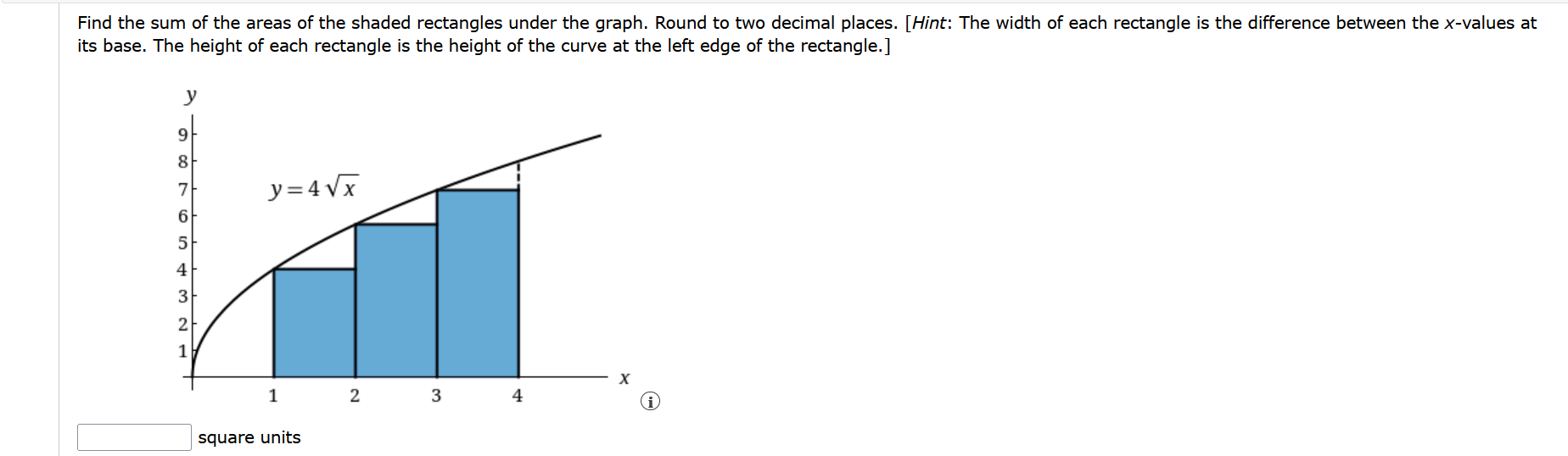 Solved Find the sum of the areas of the shaded rectangles | Chegg.com