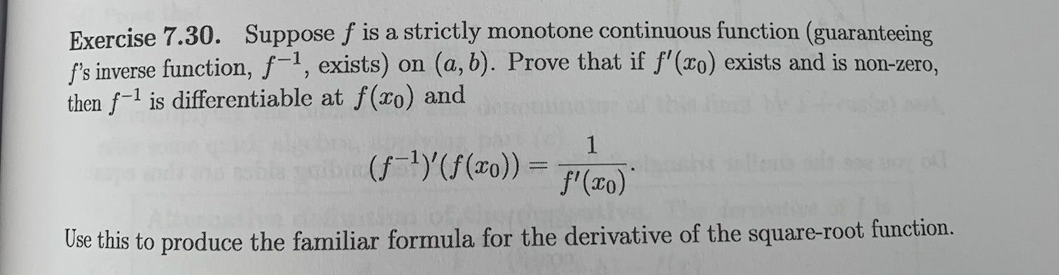 Solved Exercise 7.30. ﻿Suppose f ﻿is a strictly monotone | Chegg.com