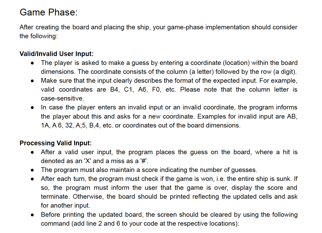 Solved 3 Battleship Game: Overview Battleship (also | Chegg.com