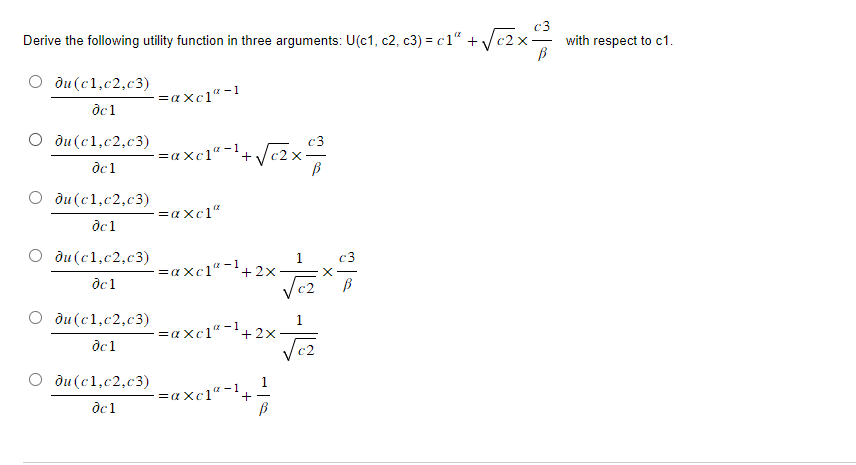 Solved Derive the following utility function in three | Chegg.com