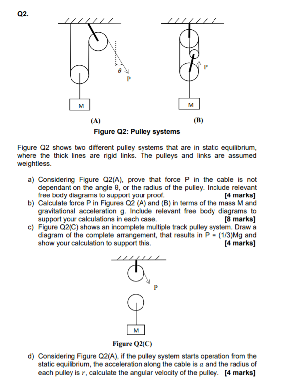 Solved Q2. 8 M M (B) (A) Figure Q2: Pulley systems Figure 22 | Chegg.com