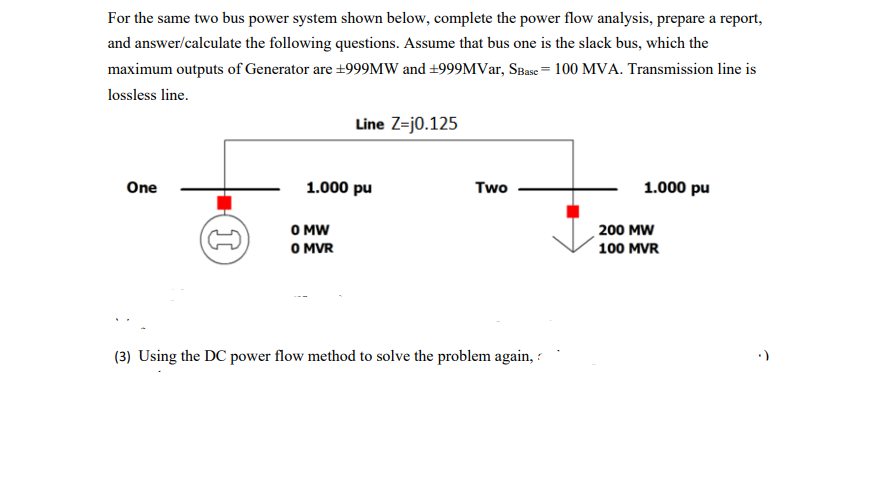 Solved For the same two bus power system shown below, | Chegg.com