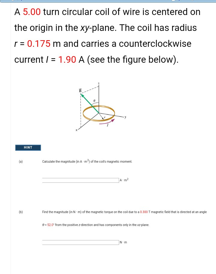 Solved A 5.00 turn circular coil of wire is centered orn the | Chegg.com