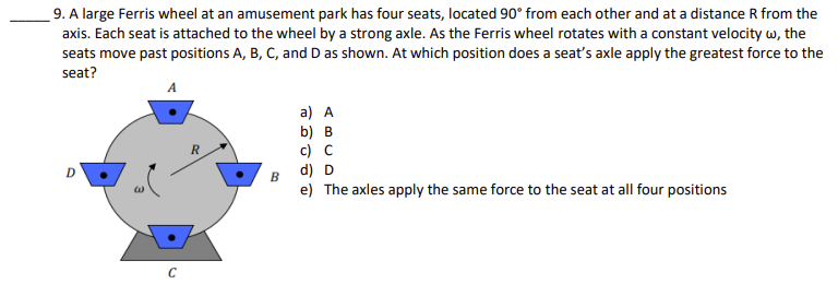 Solved A large Ferris wheel at an amusement park has four | Chegg.com