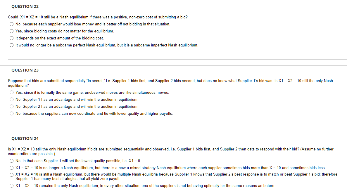 Solved For questions 17−24, refer to the following game. | Chegg.com