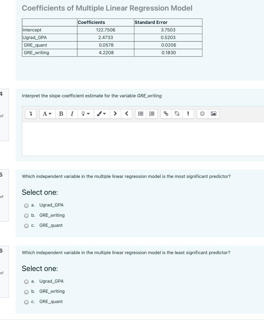 Solved Coefficients of Multiple Linear Regression Model | Chegg.com