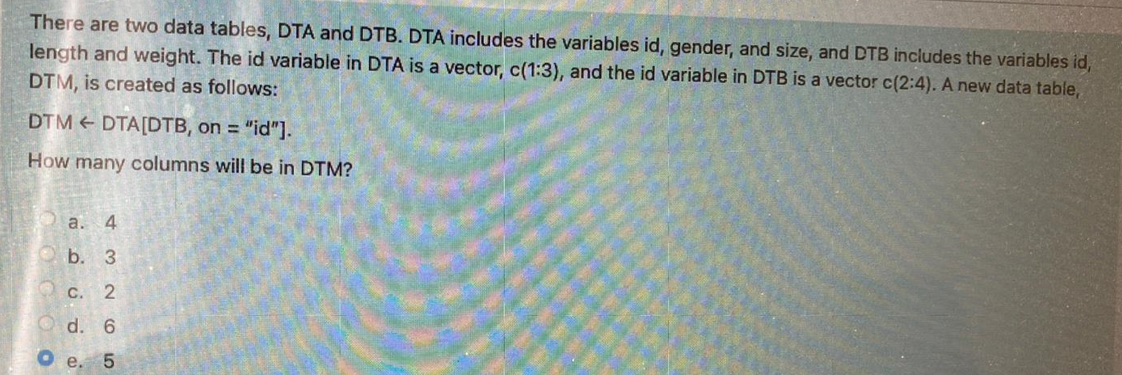 Solved There are two data tables, DTA and DTB. DTA includes | Chegg.com